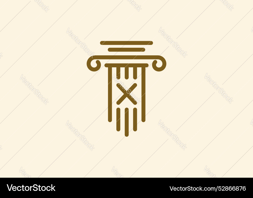 Logo pillar lawyer letter x firm identy Royalty Free Vector