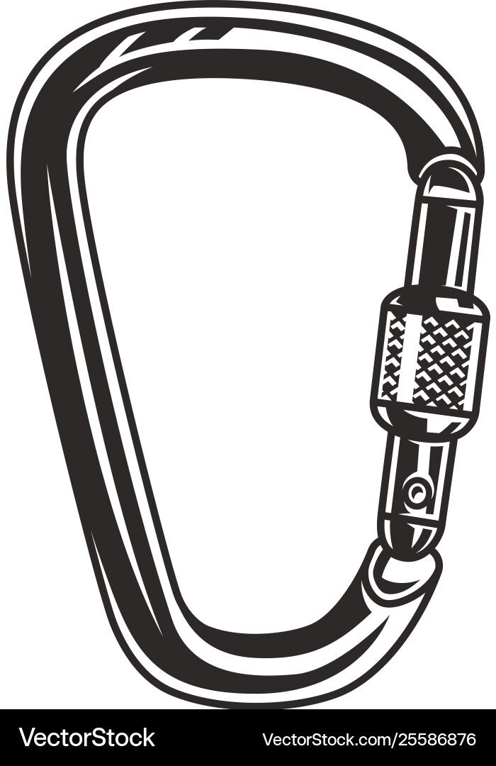Monochrome metal carabiner concept Royalty Free Vector Image