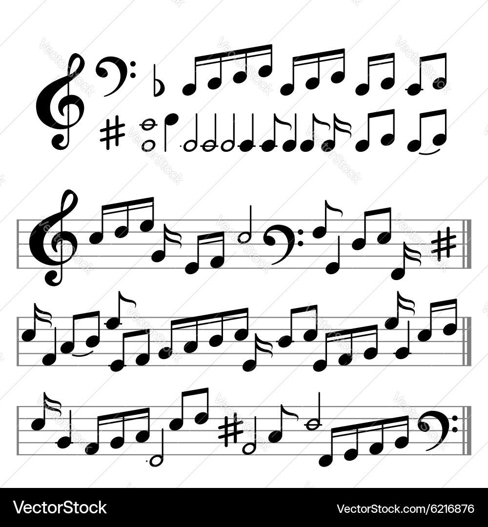 Music Notes and Clef Symbols Royalty Free Vector Image