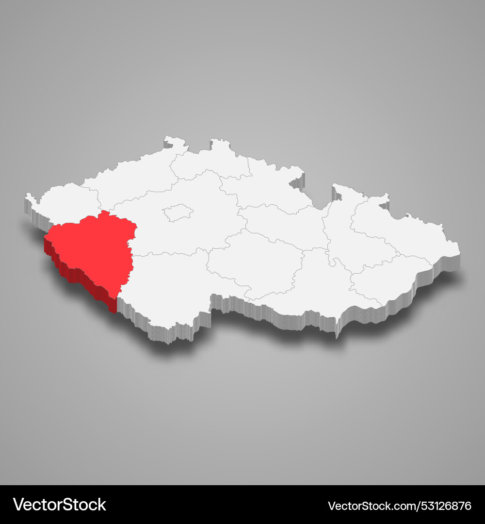 Plzen region location within czech republic 3d map