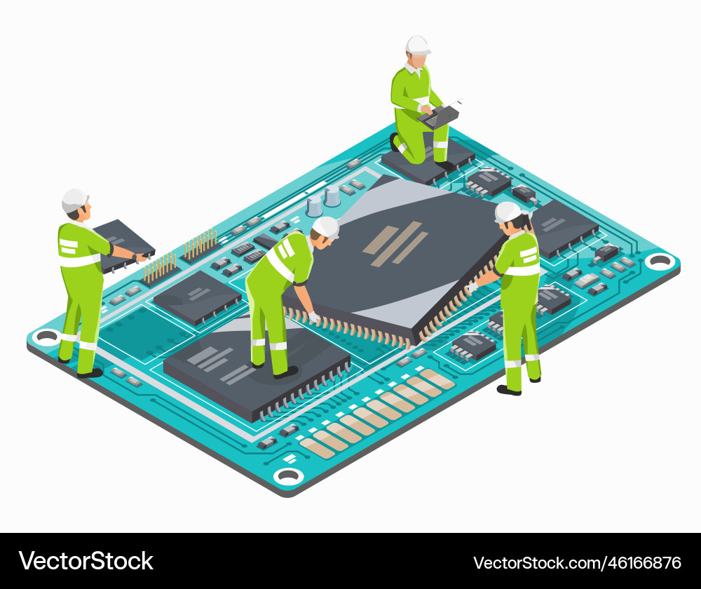 Semiconductors production support circuit design Vector Image
