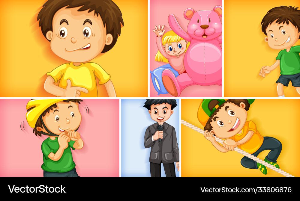 Set different kid characters Royalty Free Vector Image