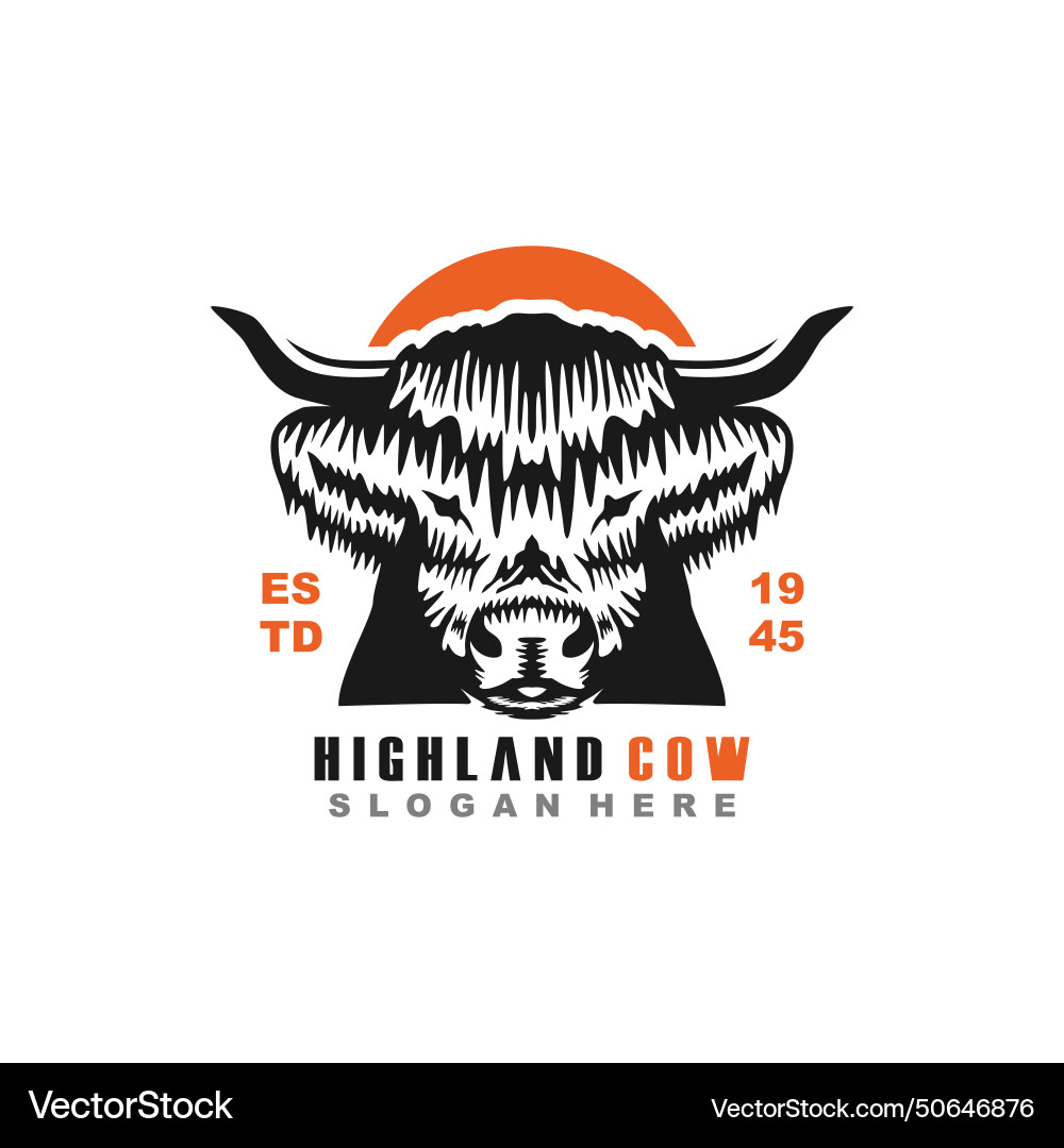 Silhouette highland cow Royalty Free Vector Image