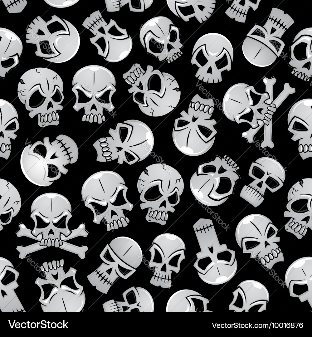 Skeleton skulls seamless pattern background Vector Image