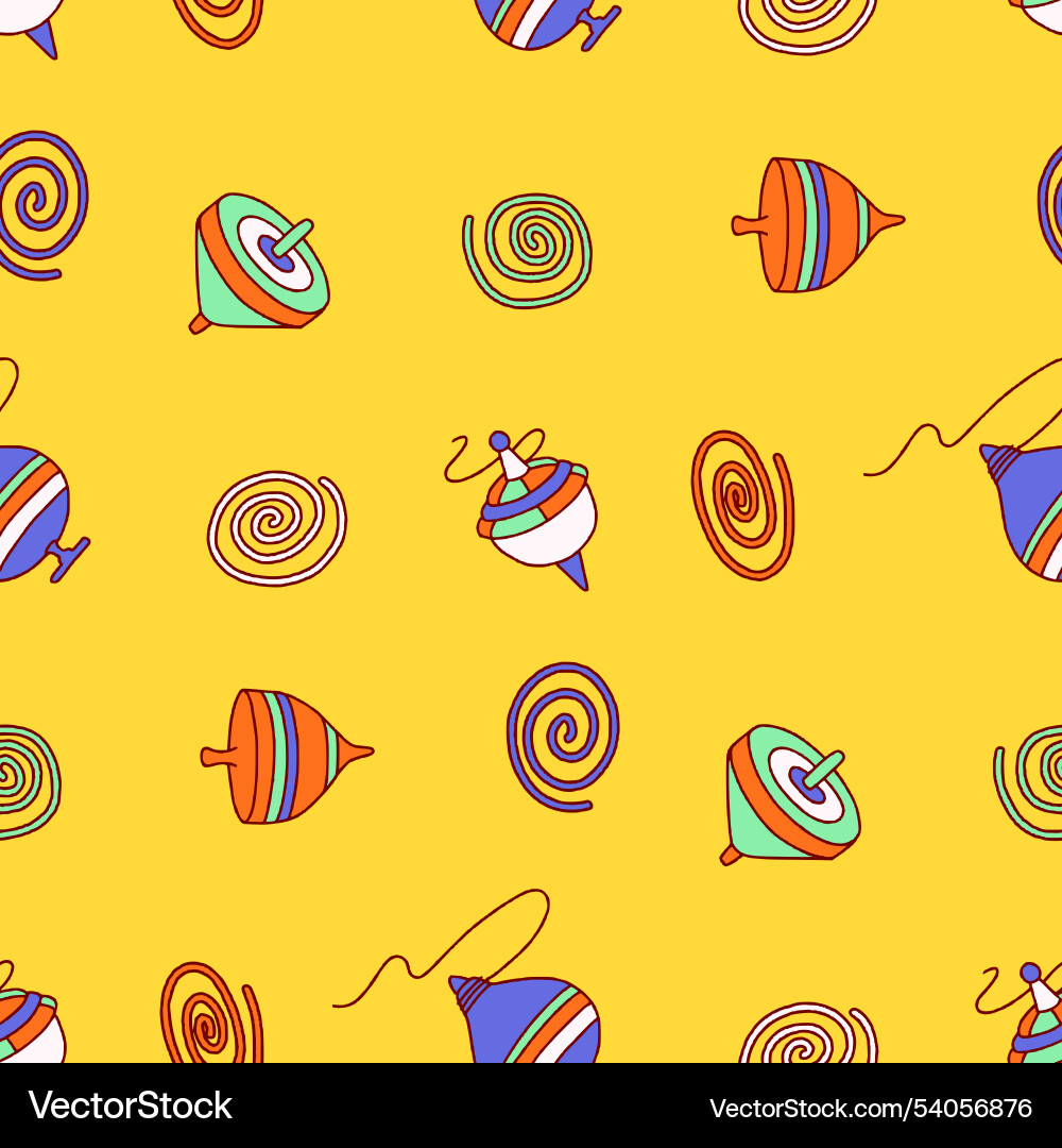 Toy top spinning seamless pattern for print Vector Image