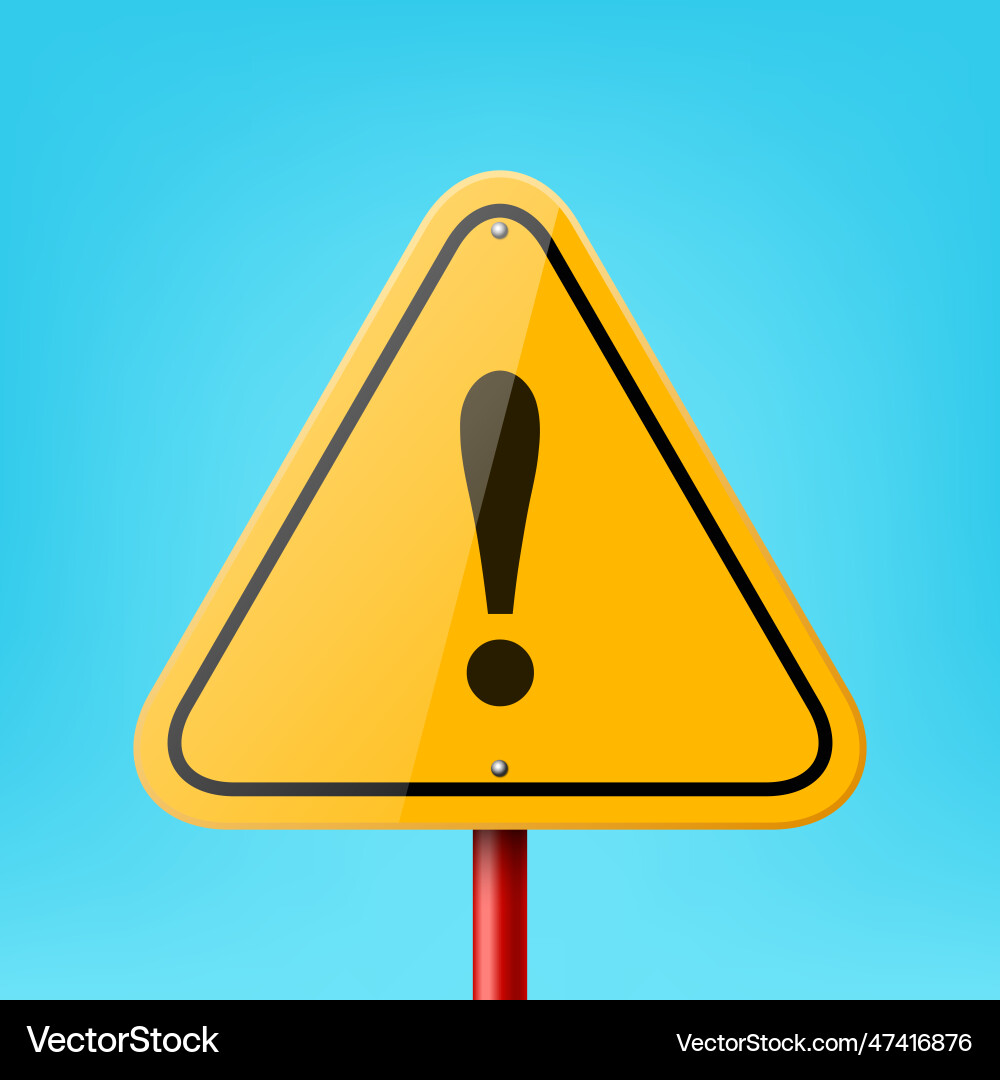 Yellow triangular road sign frame Royalty Free Vector Image