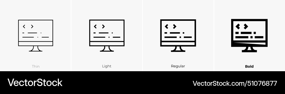 Code icon thin light regular and bold style Vector Image