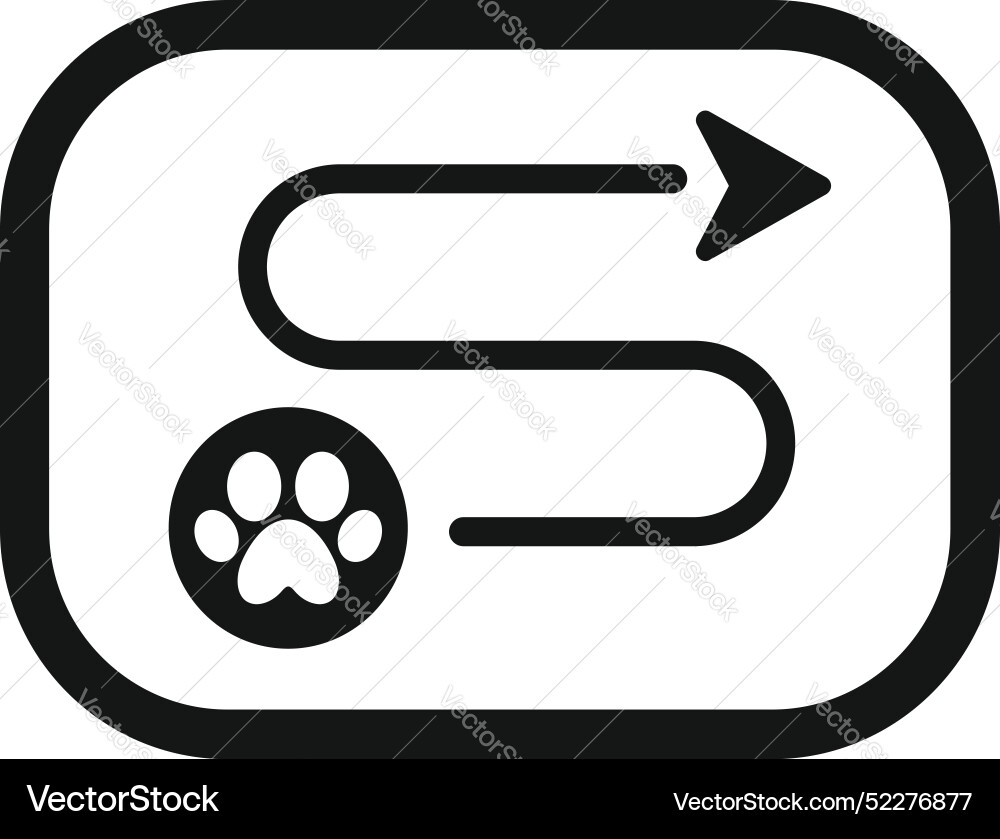 Dog tracking app showing route with paw icon Vector Image