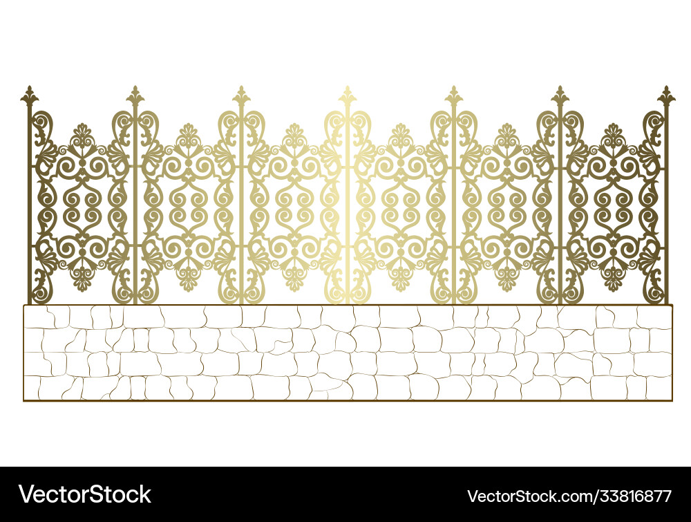 Golden wrought iron fence Royalty Free Vector Image