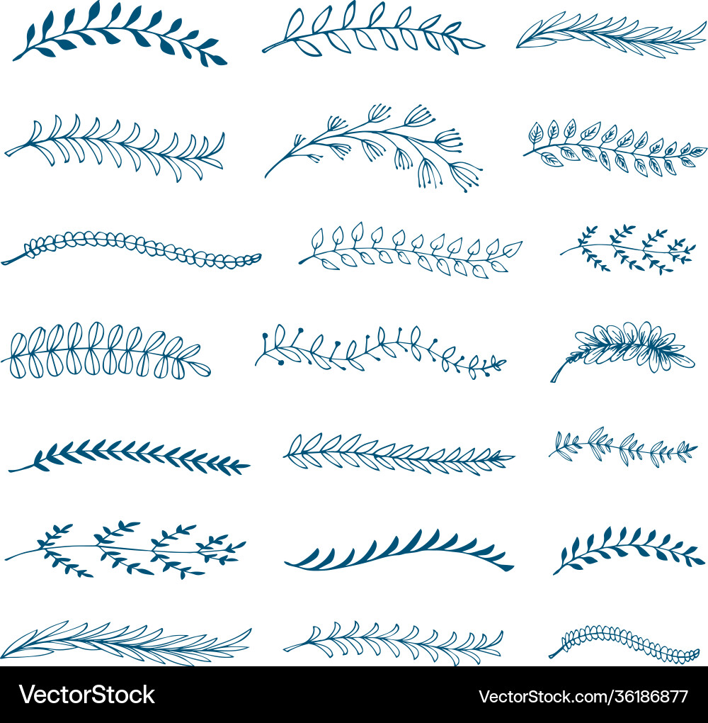 Hand drawn floral ornaments scroll shape Vector Image