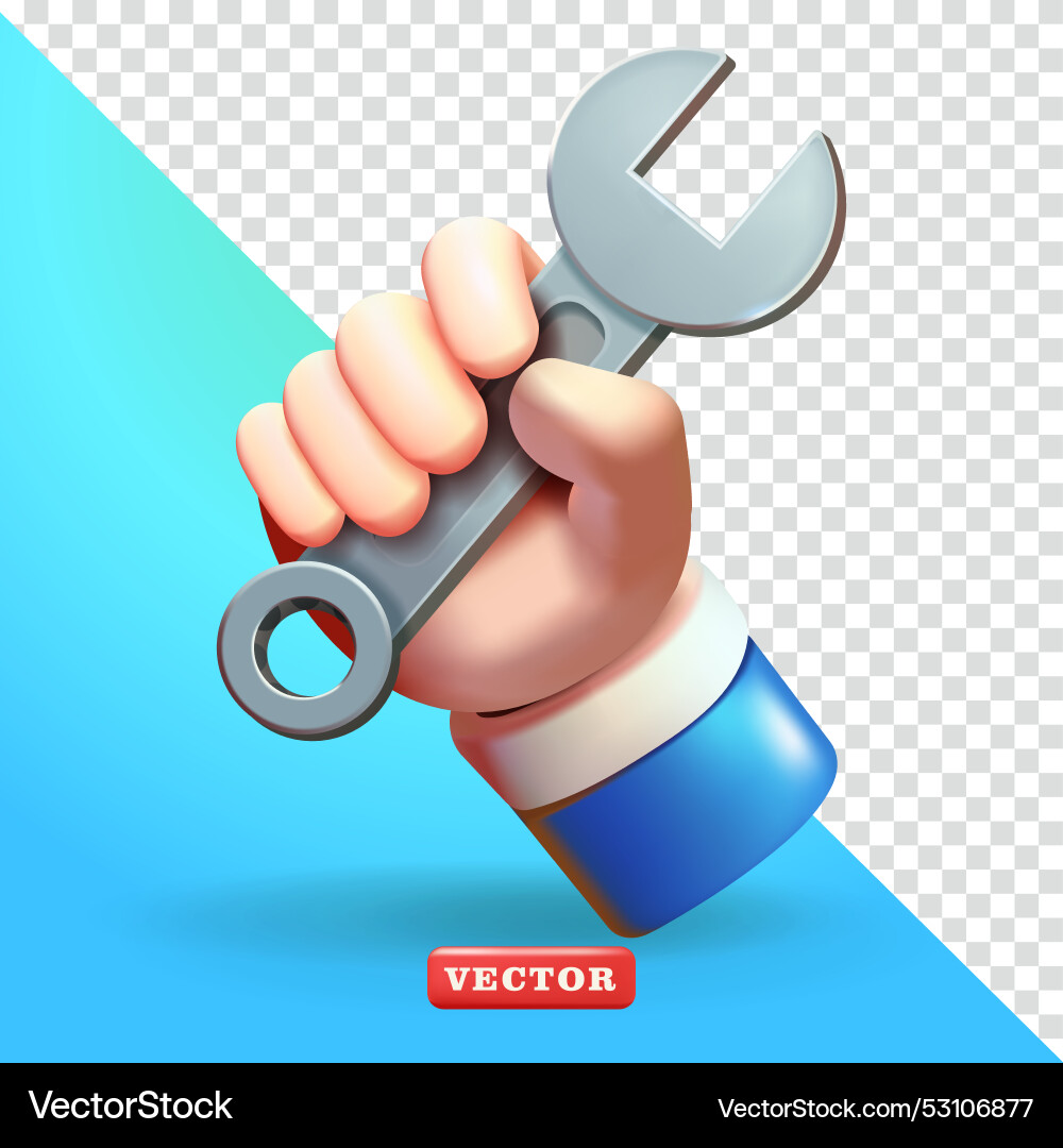 Hand holding a wrench 3d suitable setting labor Vector Image