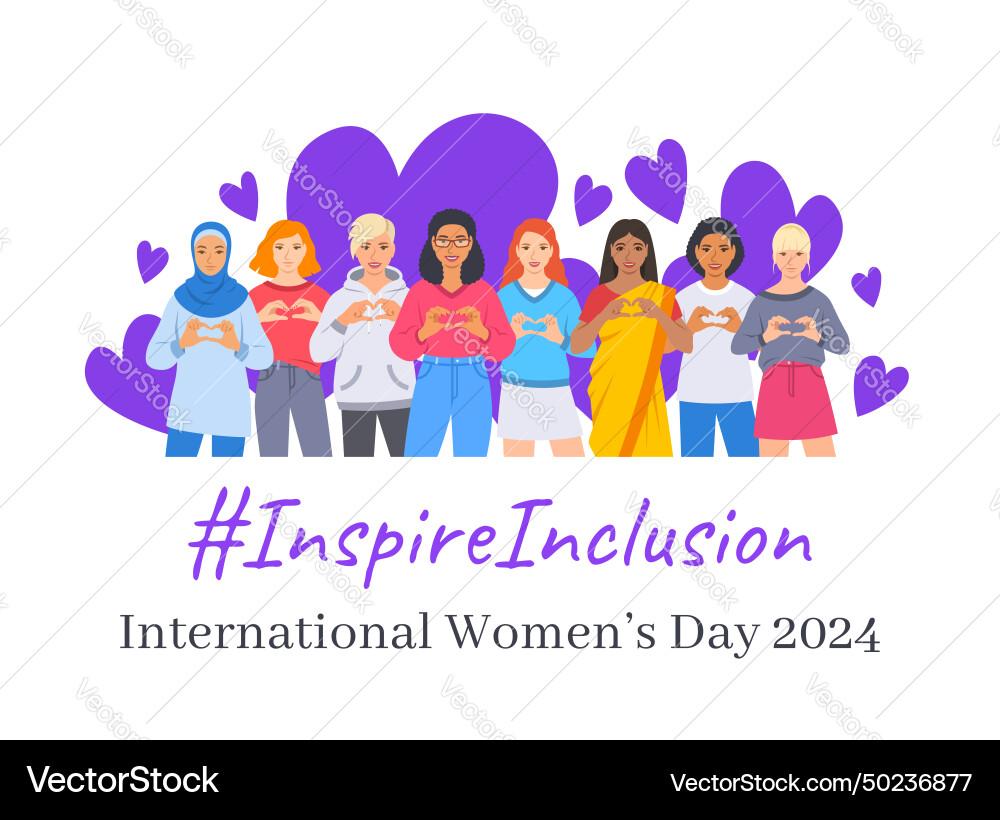 Inspire inclusion pose international womens day Vector Image