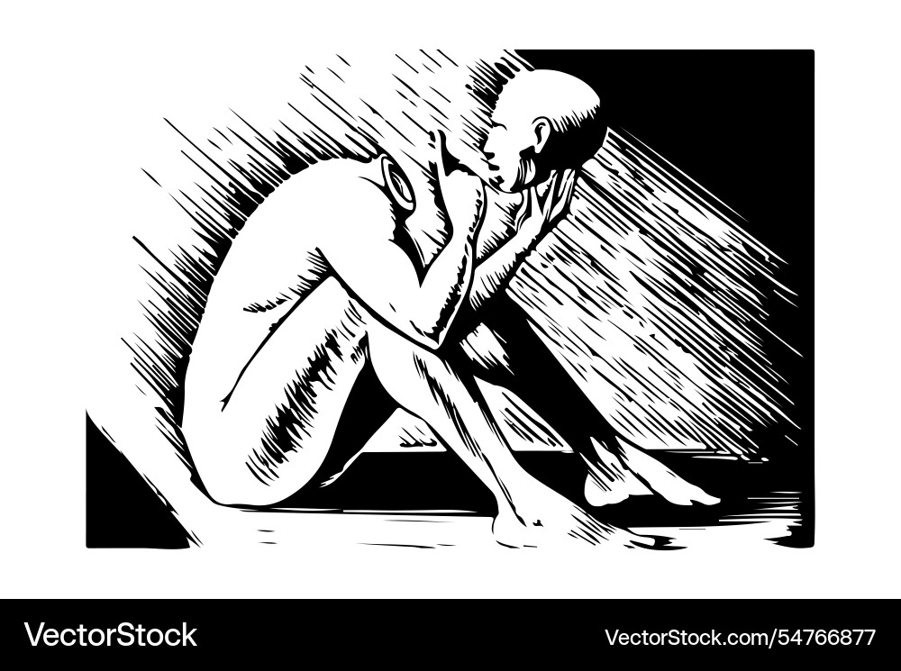 Man talking to himself isolated silhouette Vector Image