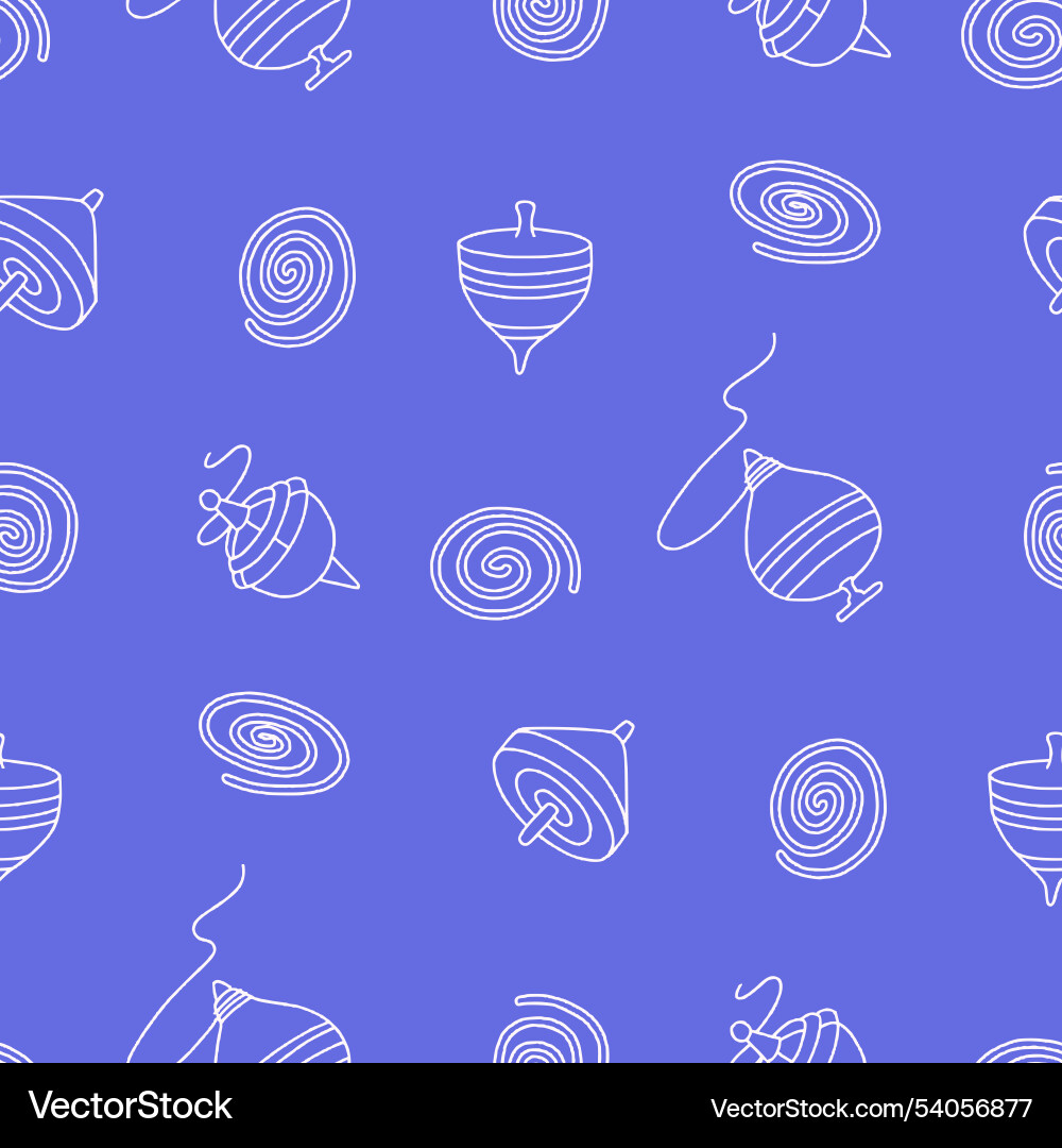 Outline toy top spinning seamless pattern Vector Image