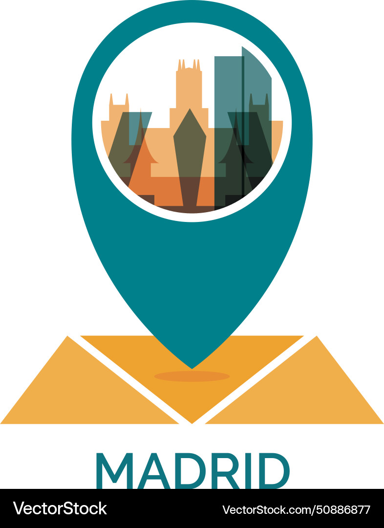 Spain madrid map city pin point geolocation Vector Image