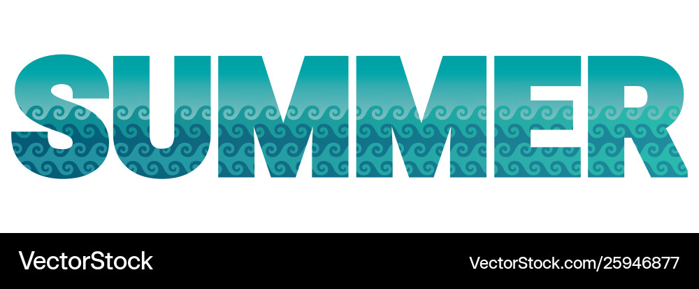 Word summer stuffed with sea landscape Royalty Free Vector