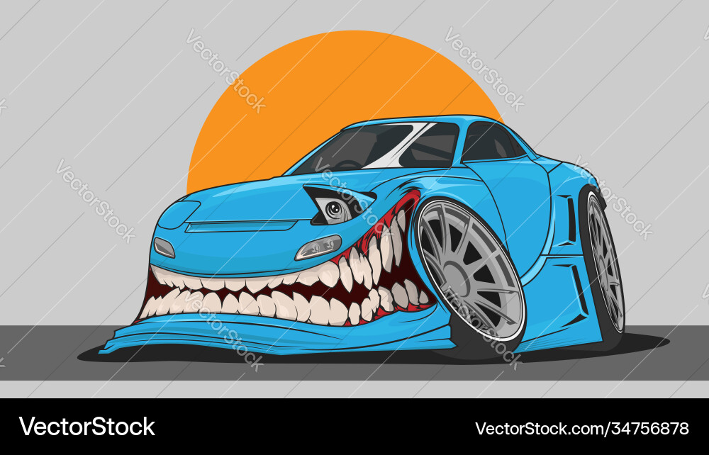 Aggressive blue car Royalty Free Vector Image - VectorStock