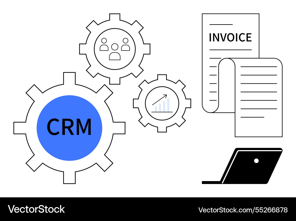 Crm integration with invoice management Royalty Free Vector