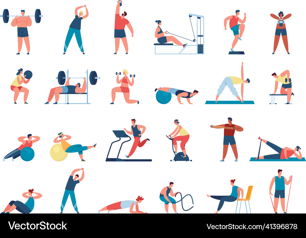 Fitness People Workout Gym Royalty Free Vector Image