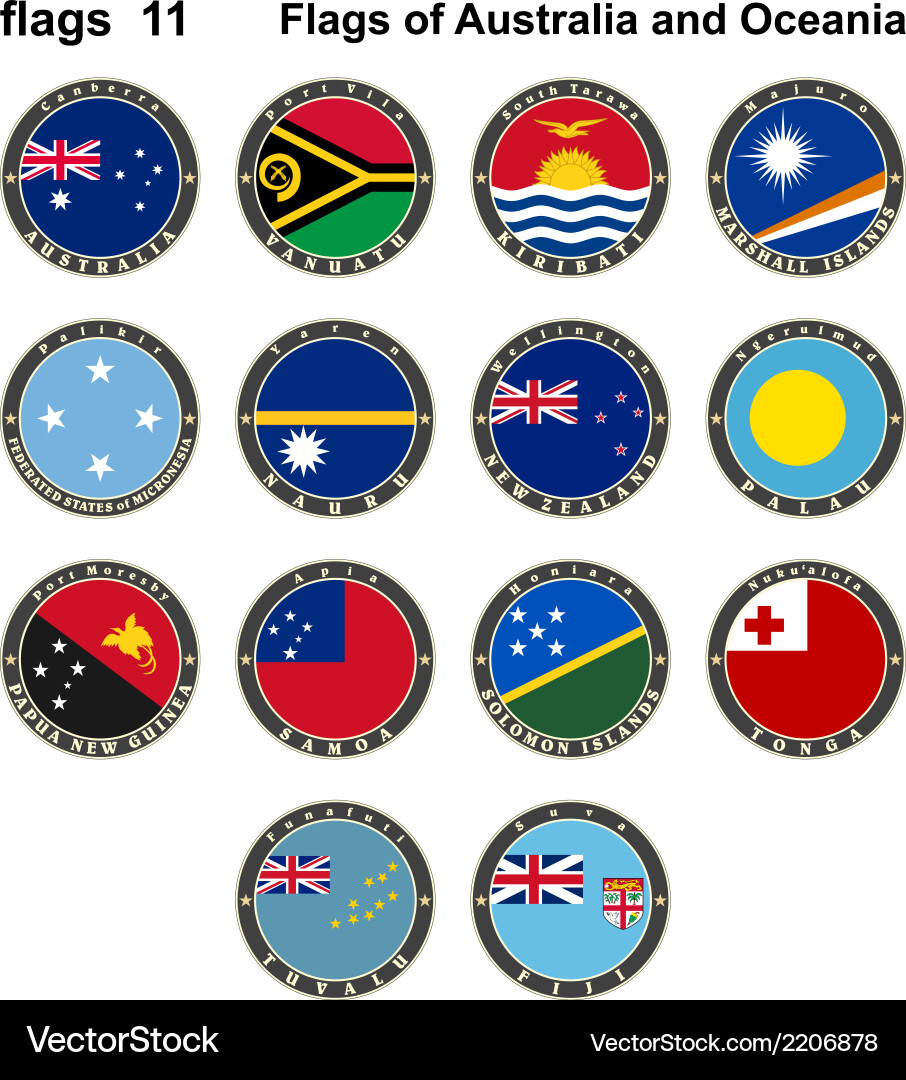 Flags of Australia and Oceania Royalty Free Vector Image