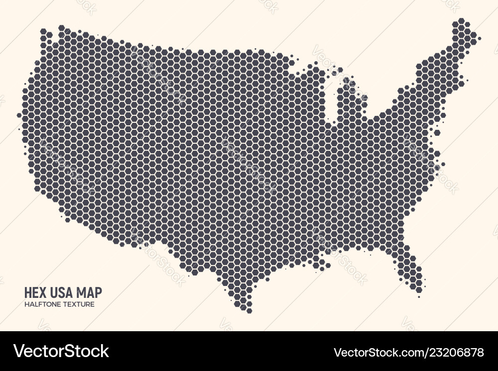 Hexagonal usa map Royalty Free Vector Image - VectorStock