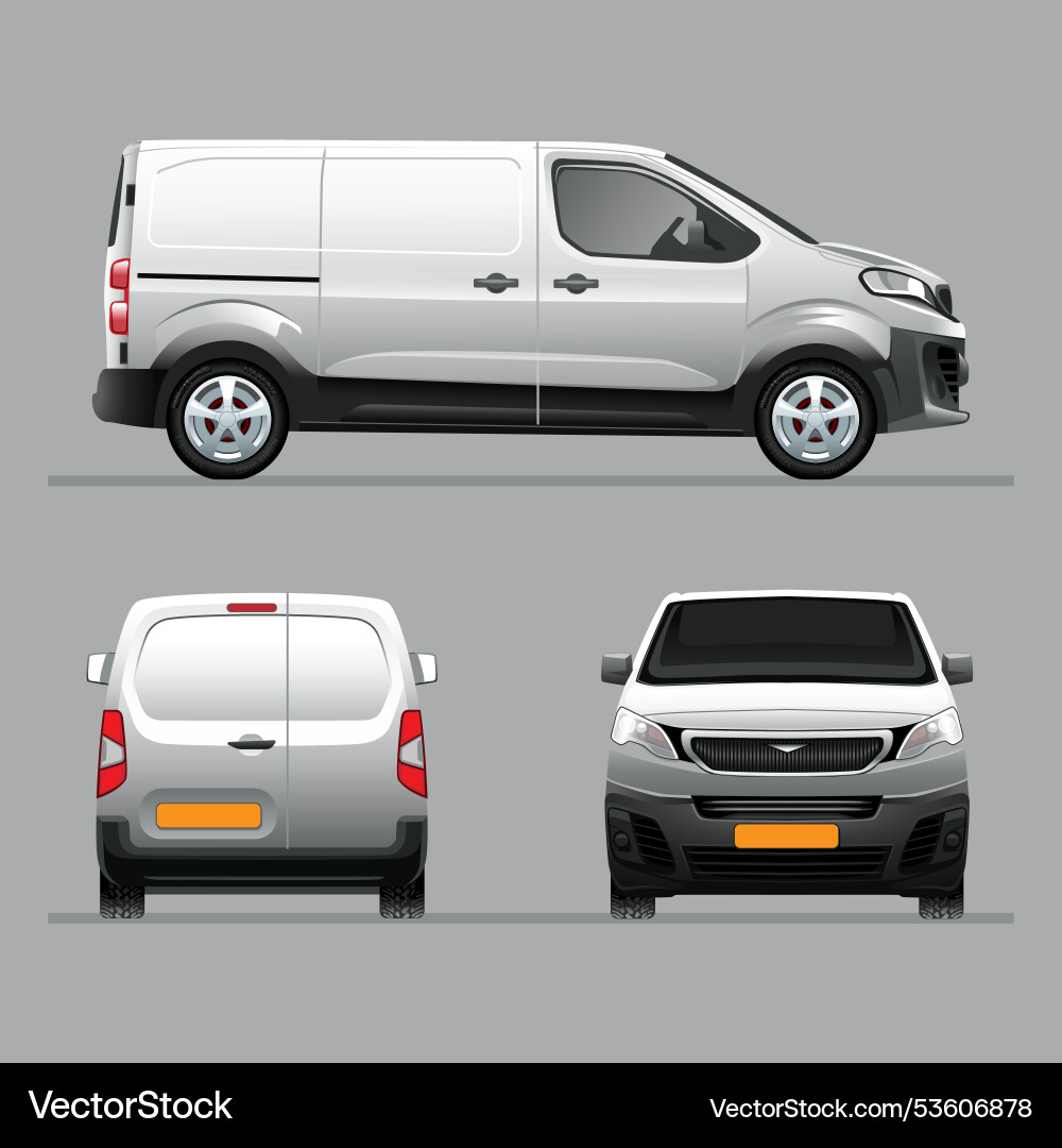 Minivan is white on all sides a gray background Vector Image