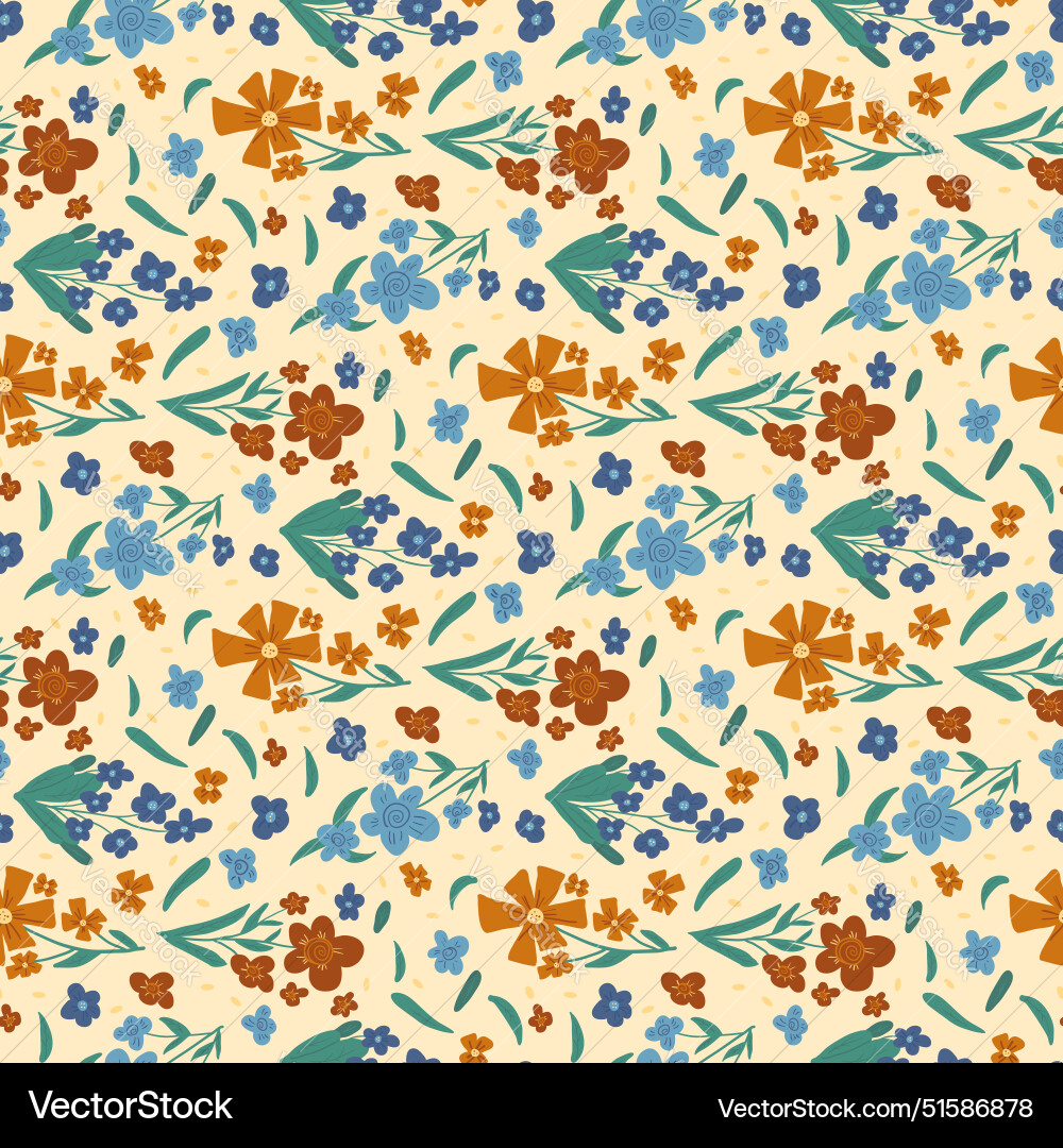 Retro flowers seamless pattern floral endless Vector Image