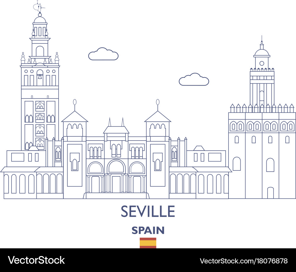 Seville city skyline Royalty Free Vector Image