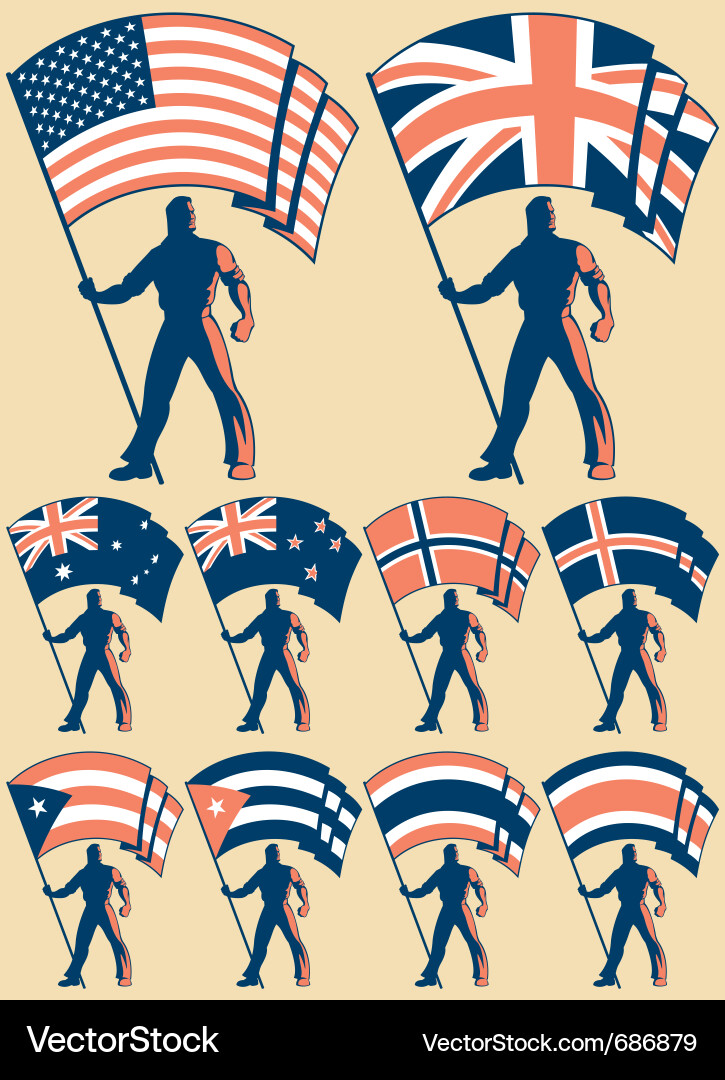 Diverse Flag Bearers Royalty Free Vector Image