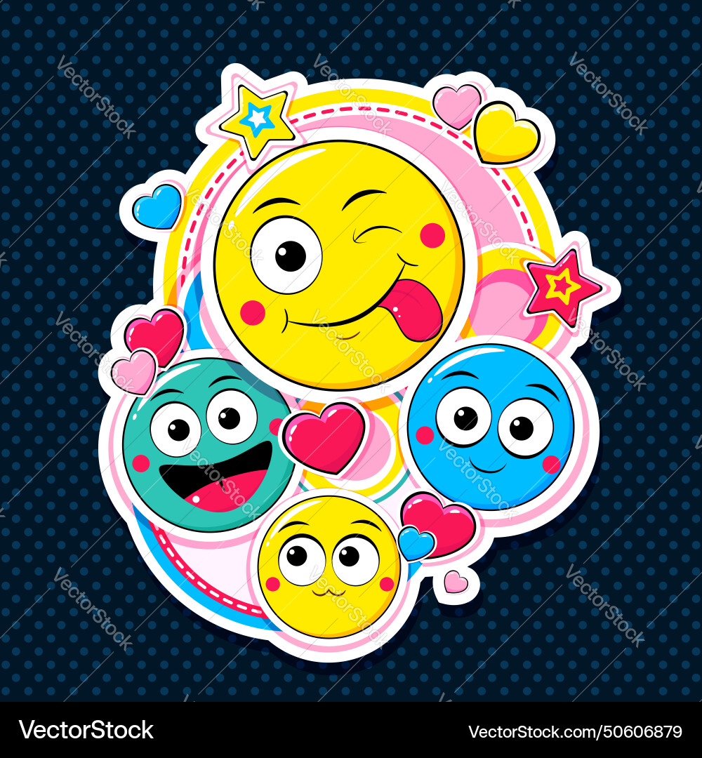 Eye-catched card with cute emoticons Royalty Free Vector