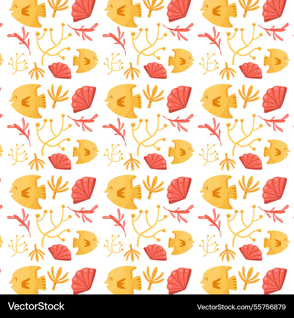 Flat coral pattern Royalty Free Vector Image - VectorStock