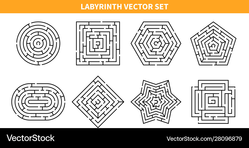Labyrinth game set Royalty Free Vector Image - VectorStock