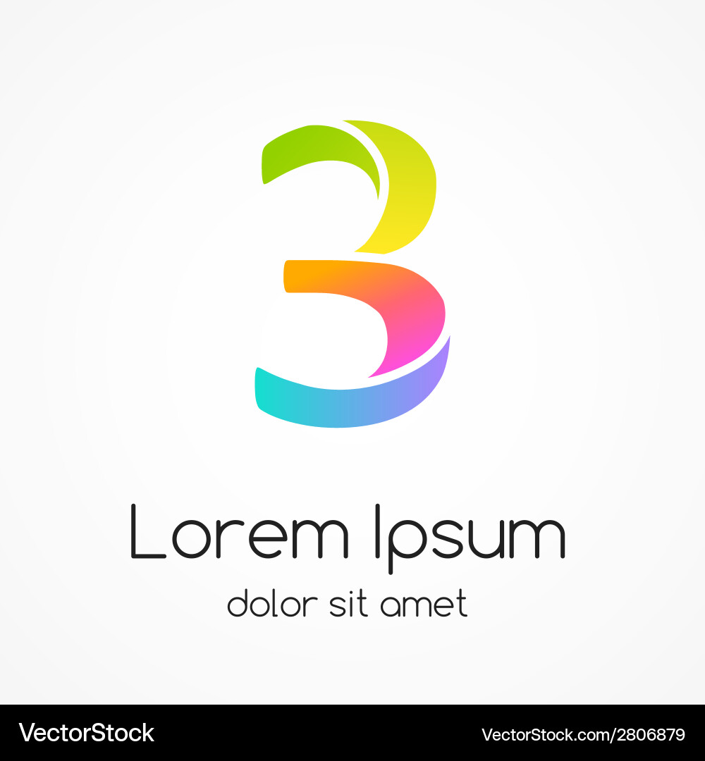 Logo number 3 company design template Royalty Free Vector