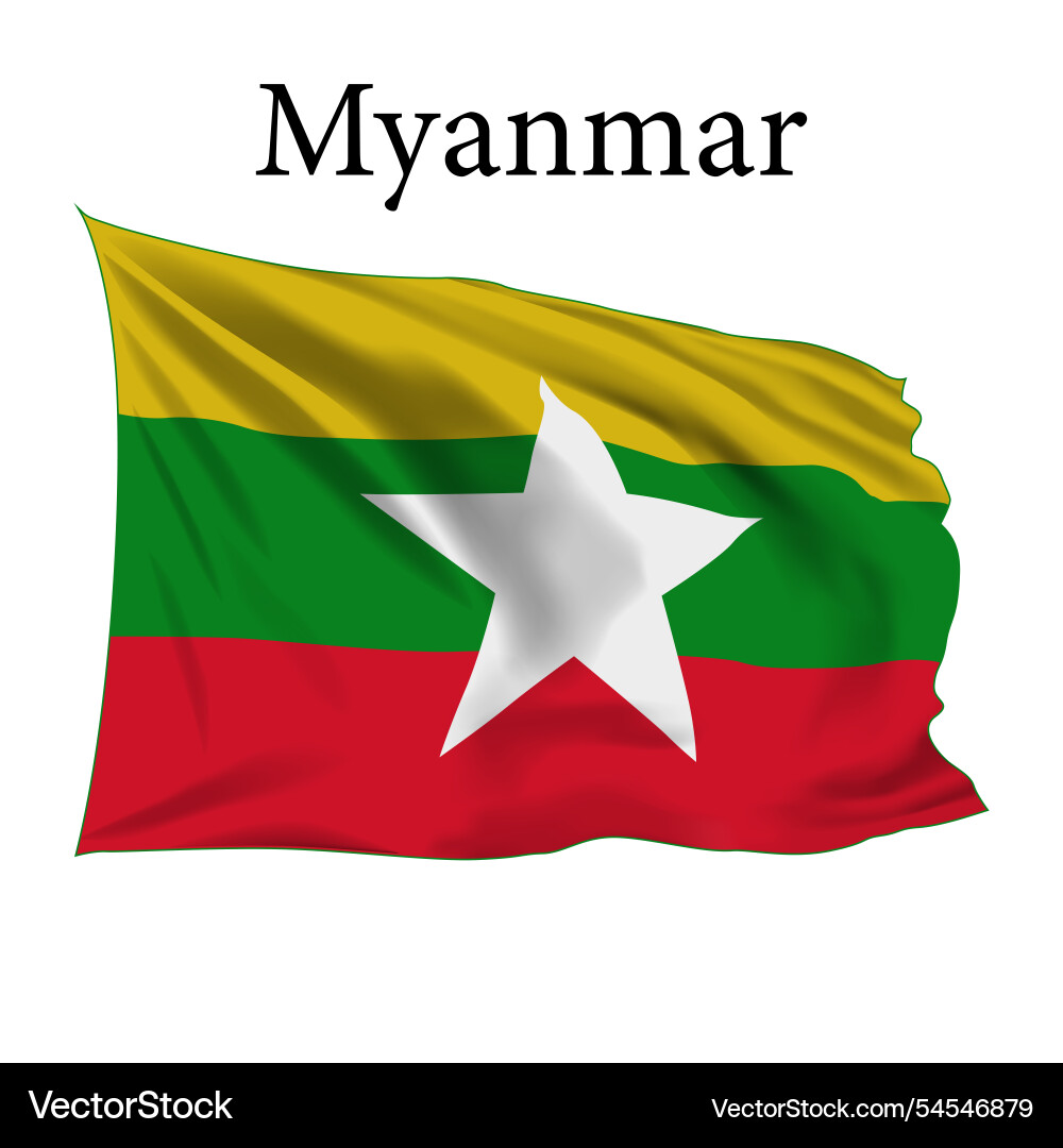 Myanmar Flag Clipart realistisch Lizenzfreies Vektorbild