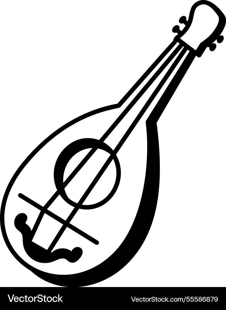 Oud instrument icon in hand drawn style Royalty Free Vector