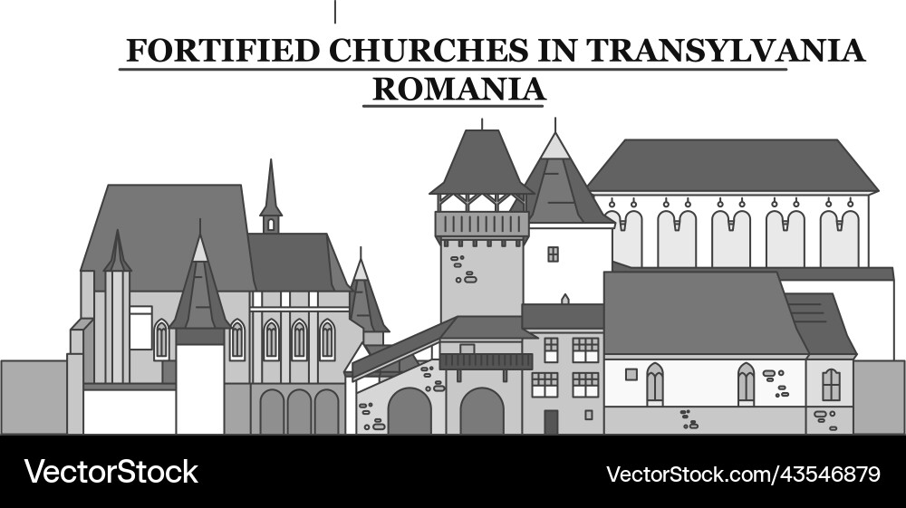 Romania transylvania city skyline isolated Vector Image