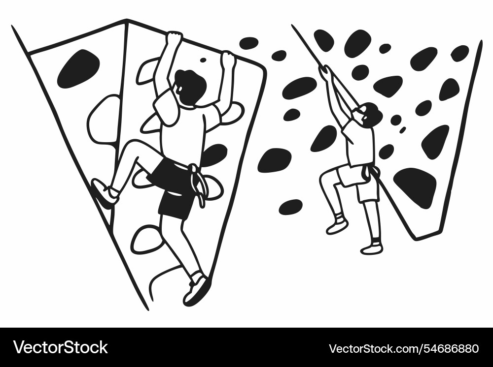An image of bouldering with a white background e Vector Image