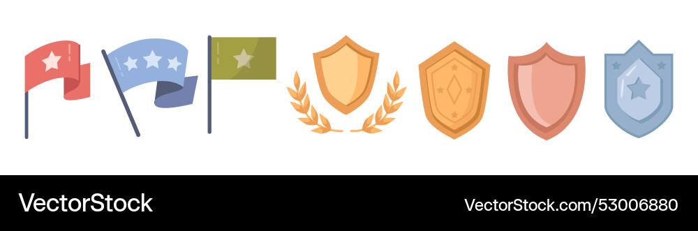 Award shields and banners with stars Royalty Free Vector