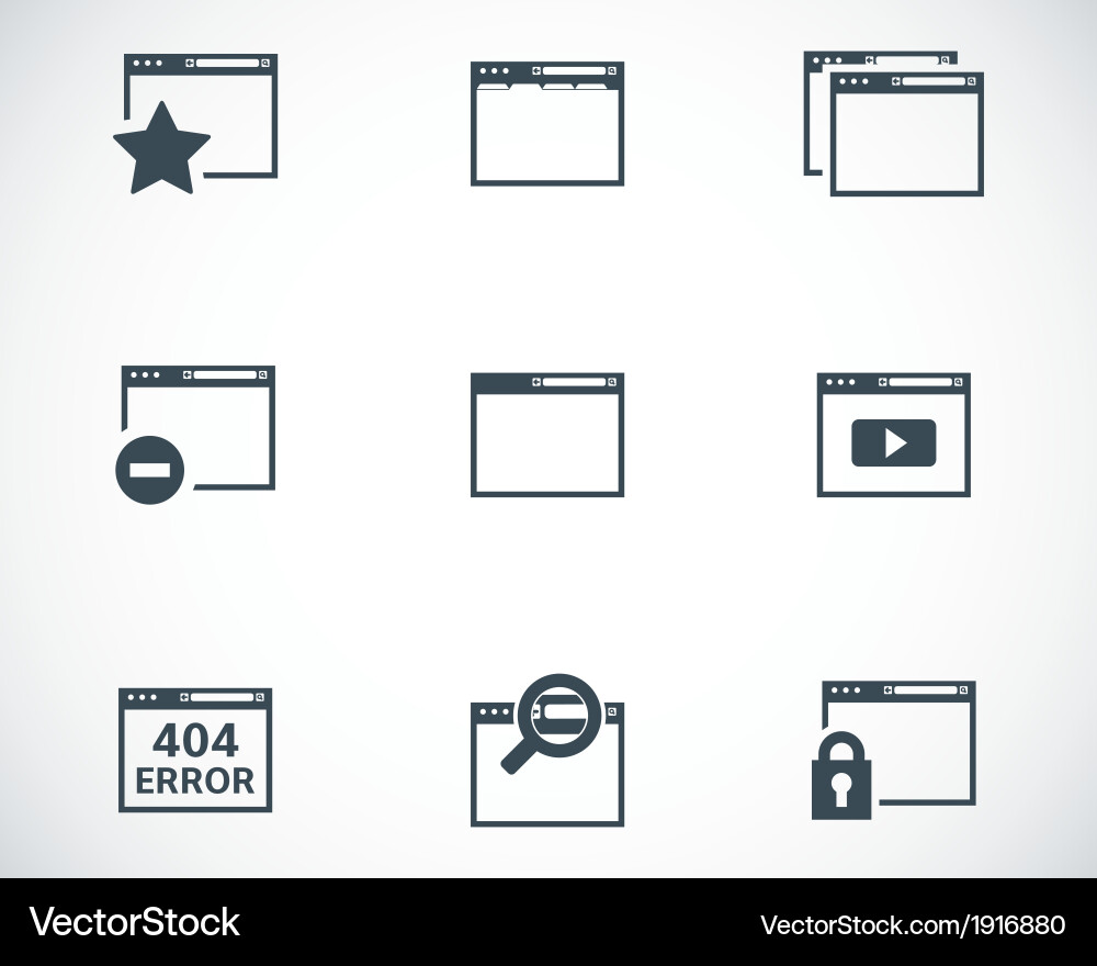 Black browser icons Royalty Free Vector Image - VectorStock