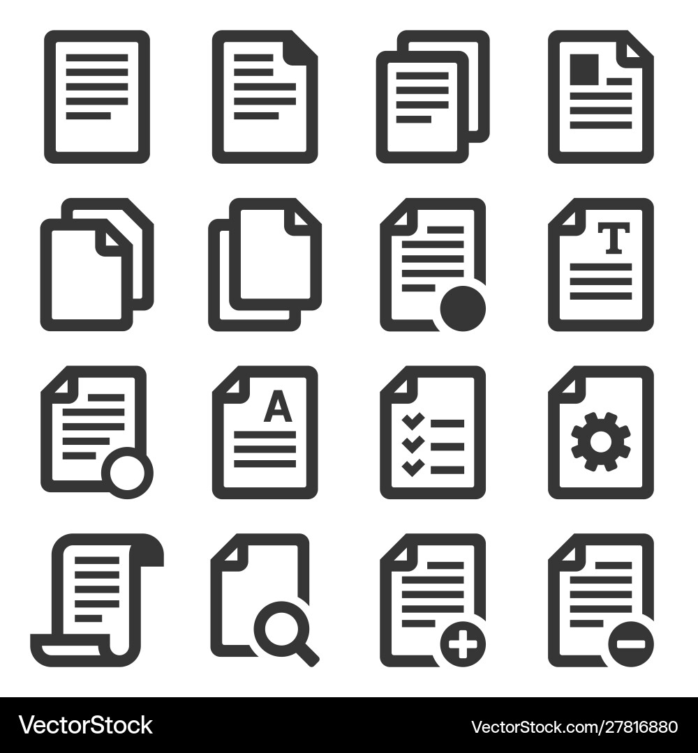 Documents file icons set on white background Vector Image