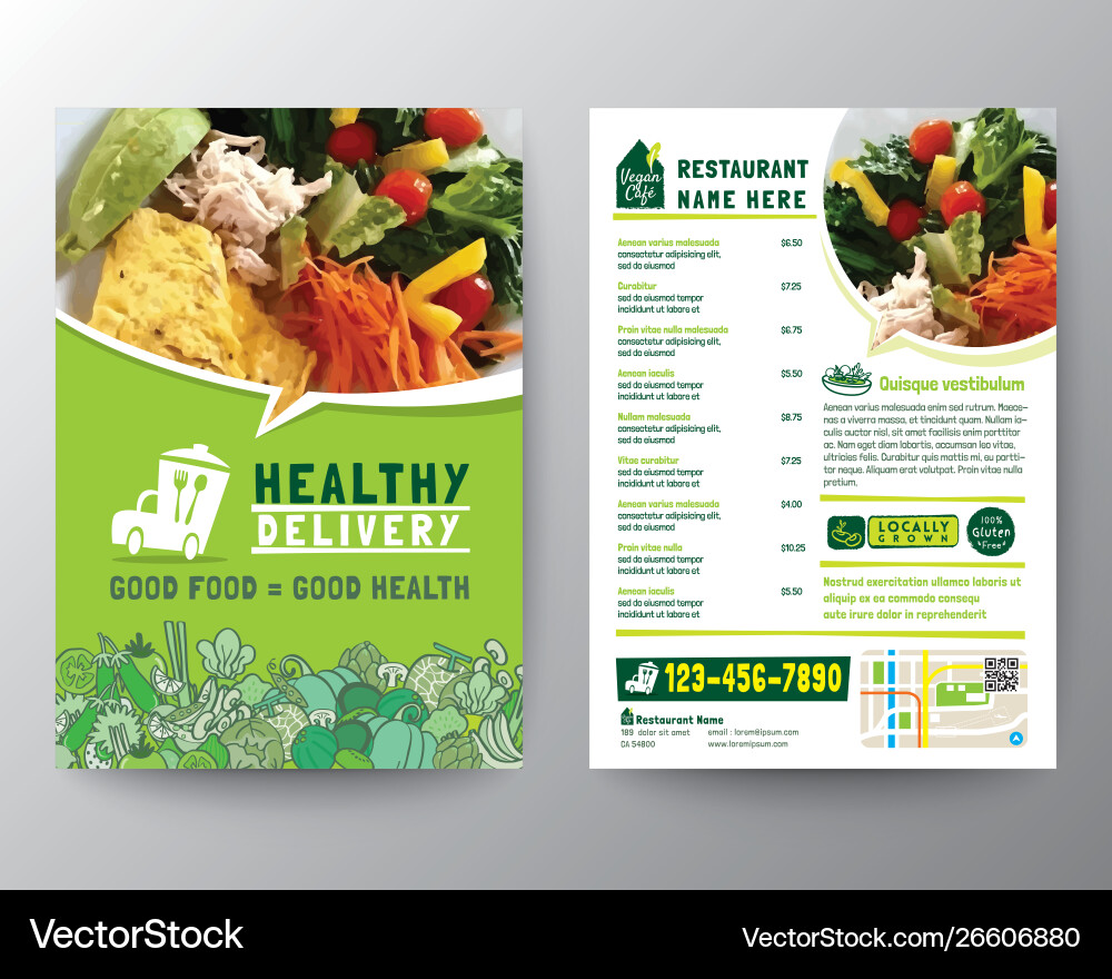 Food delivery flyer pamphlet brochure design Vector Image