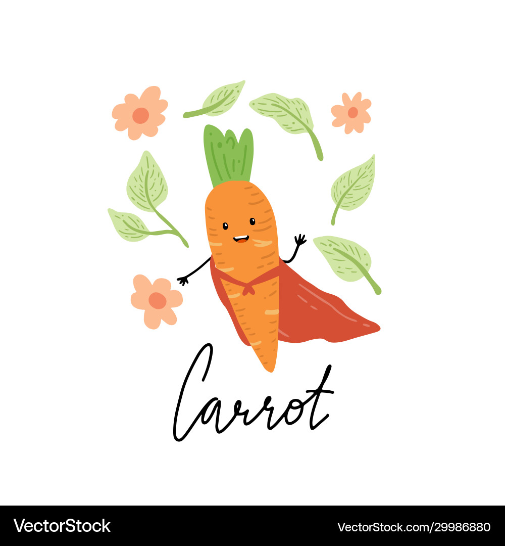 Funny Superhero Carrot Royalty Free Vector Image