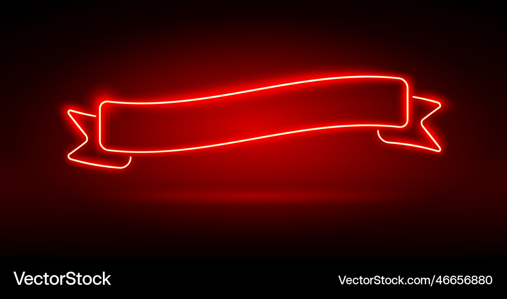 Glowing red neon flag ribbon banner Royalty Free Vector