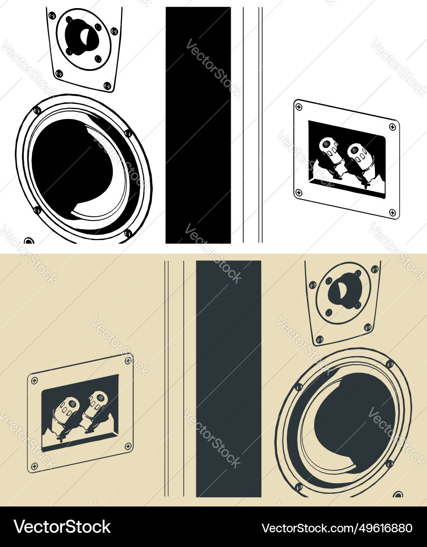 Hi-fi speaker systems and terminals Royalty Free Vector