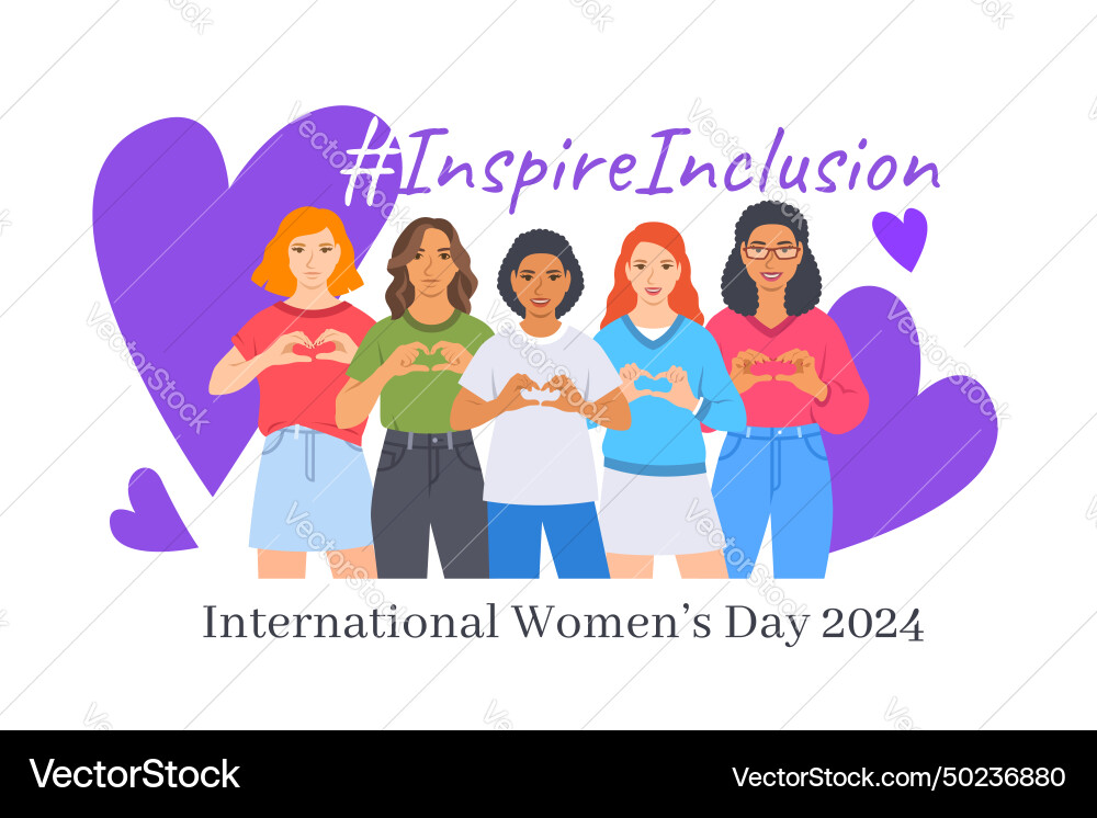 Inspire inclusion pose international womens day Vector Image