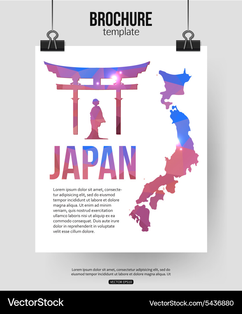 Japan travel background brochure with map Vector Image
