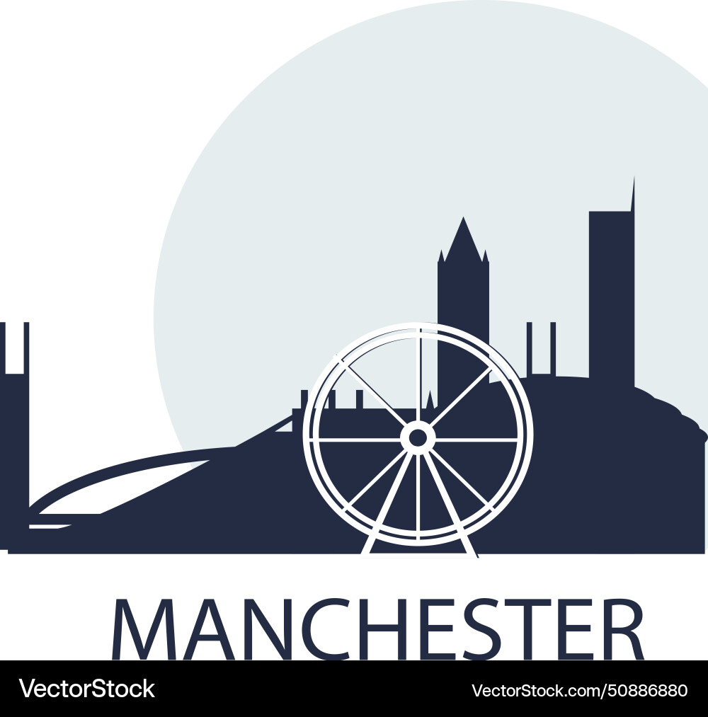 Manchester city skyline silhouette logo Royalty Free Vector