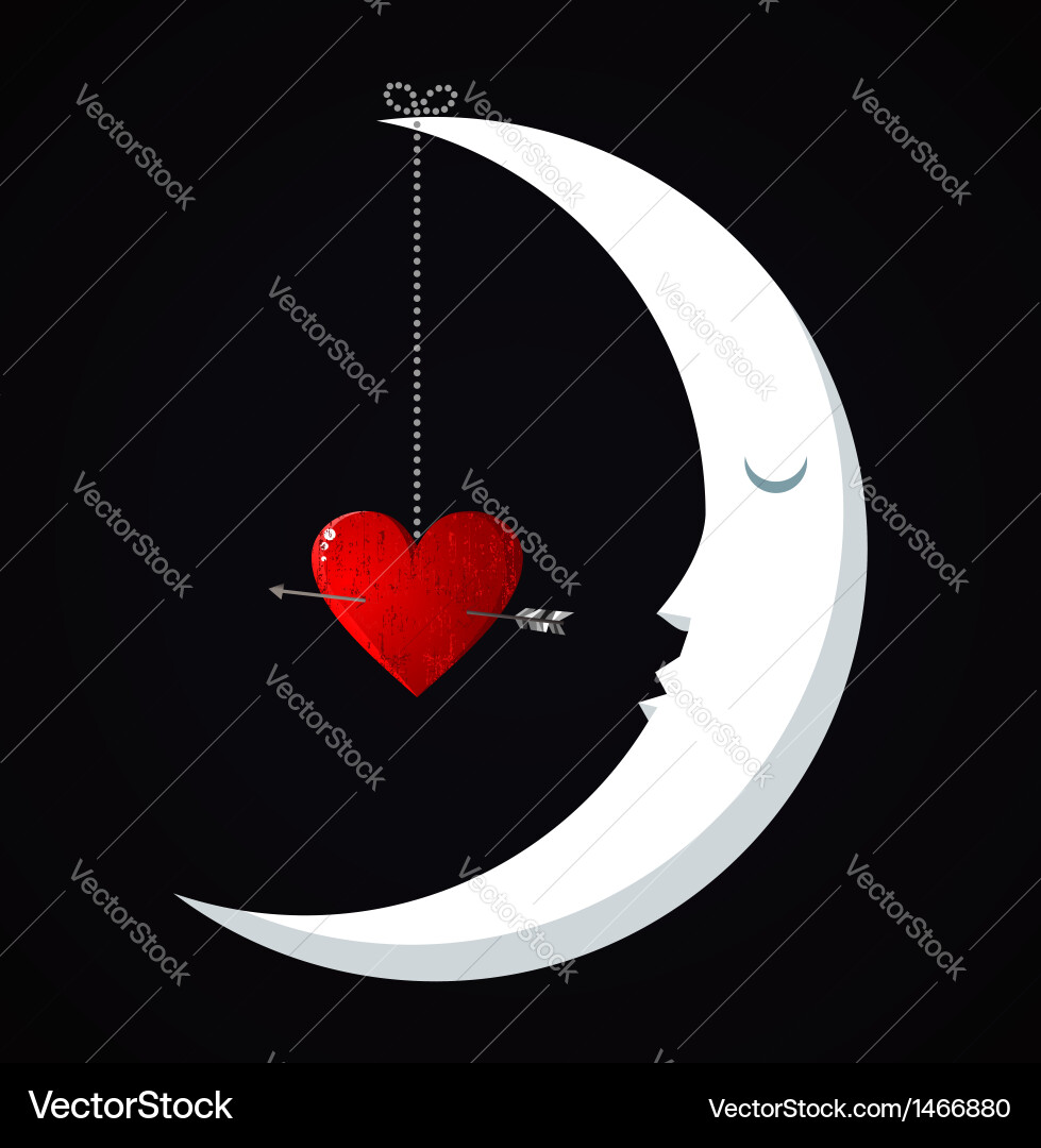 Moon valentines day background Royalty Free Vector Image