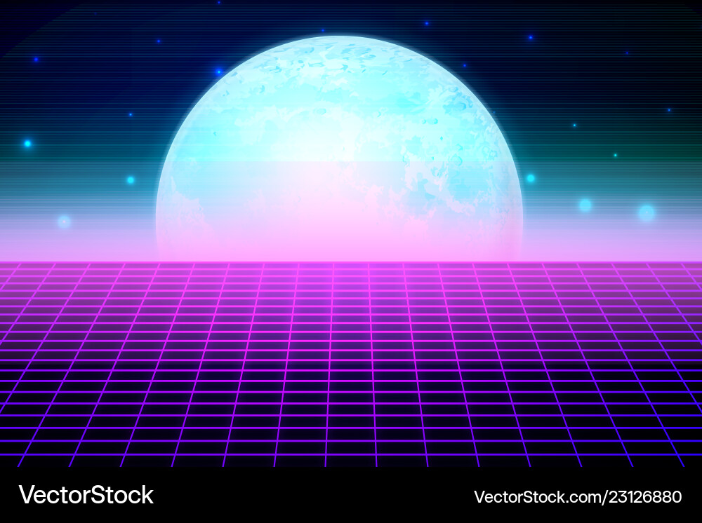 Retro Sci-Fi Moon Background Royalty Free Vector Image
