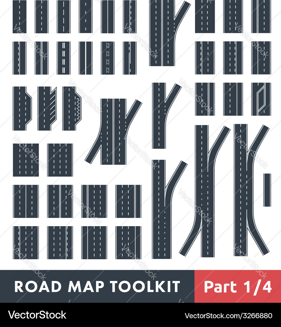 Road Elements Collection Royalty Free Vector Image